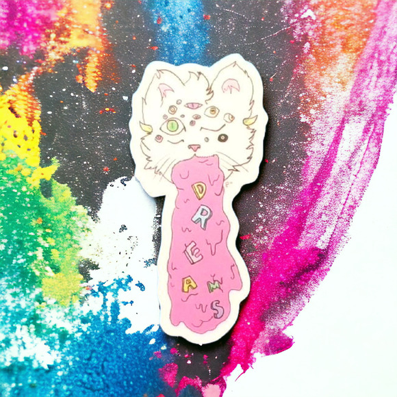 Design | Cat Sticker Pink Dreams Vomit Spooky Pastel Goth Cute Creepy ...
